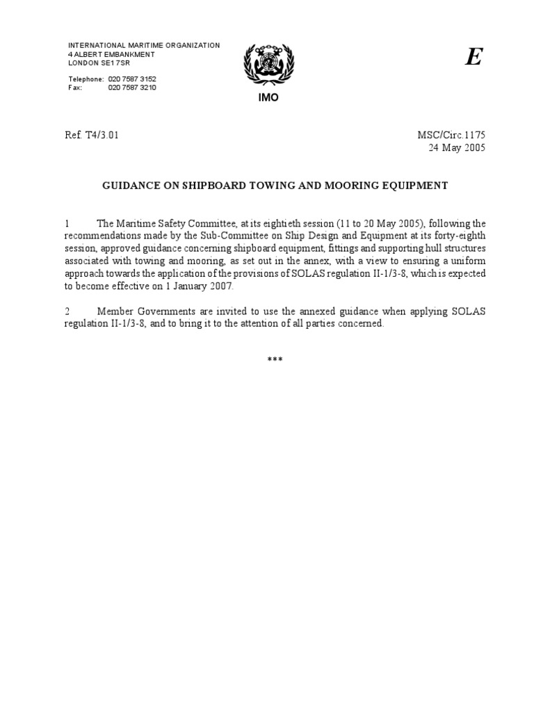 Guidance On Shipboard Towing and Mooring Equipment | PDF | Ships ...