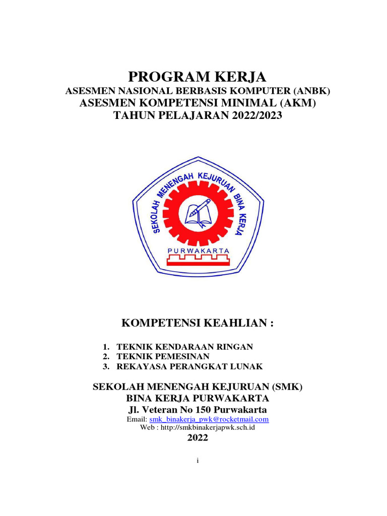 Program Kerja Asesmen Nasional Berbasis Komputer (Anbk) Asesmen Kompetensi Minimal (Akm) Tahun ...