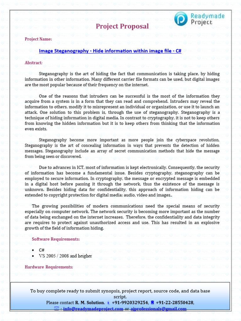 steganography-image-project-proposal | PDF | Cryptography | Information