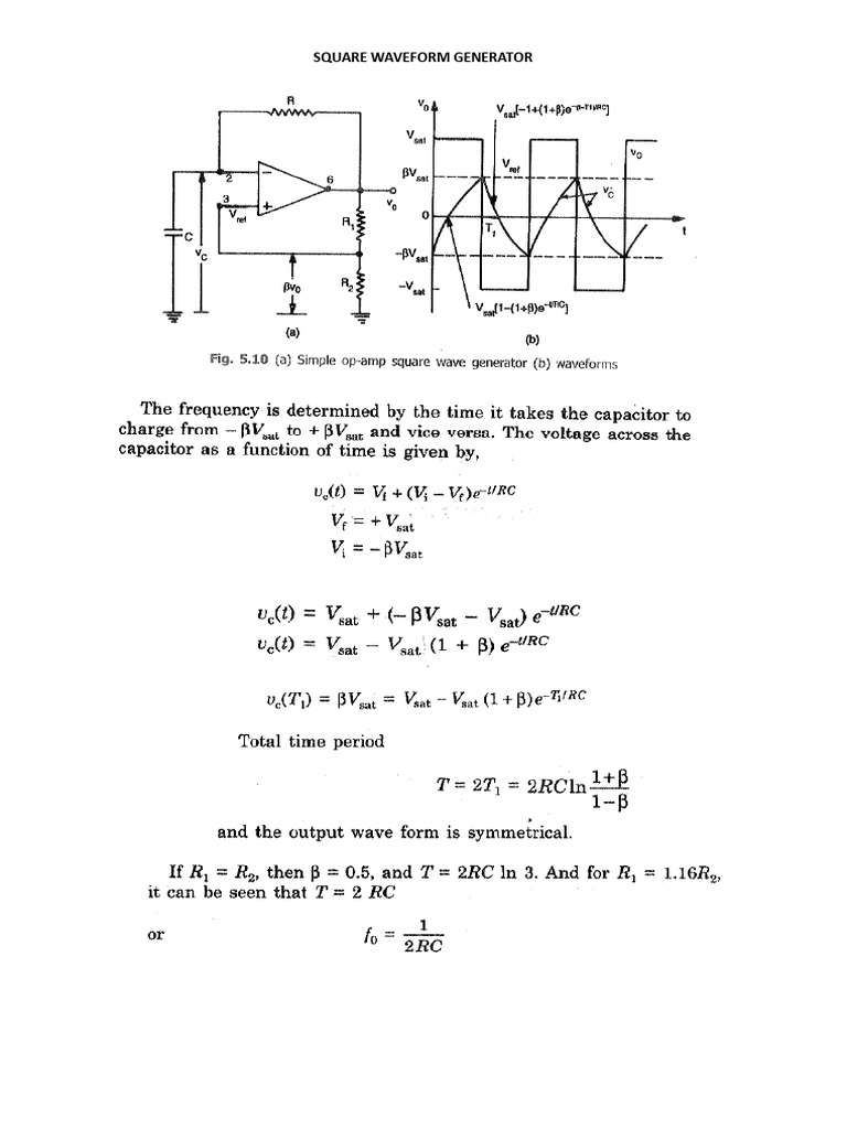 Square and Triangular Waveform Generator | PDF