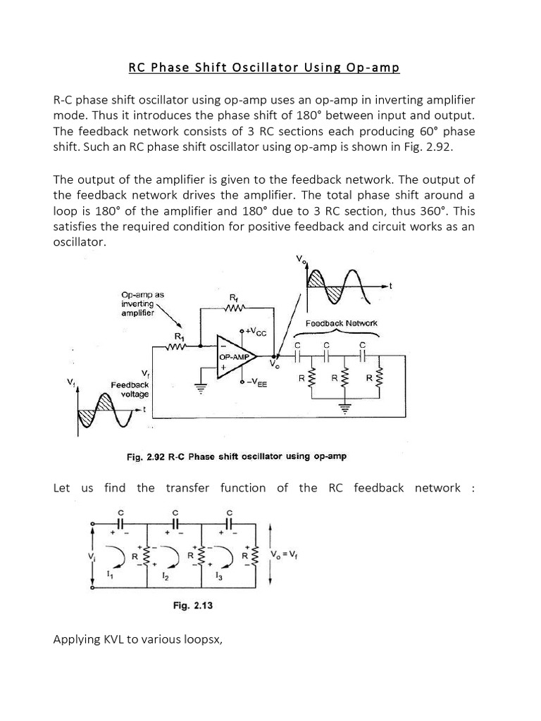 RC Phase Shift and Wien Bridge Oscillator Using Op | Download Free PDF | Electronic Oscillator ...