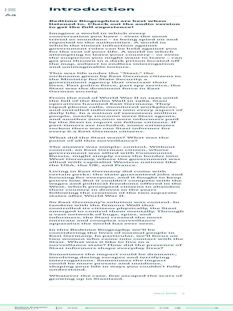 Bedtime Biography Stasiland by Anna Funder | PDF | East Germany | Stasi