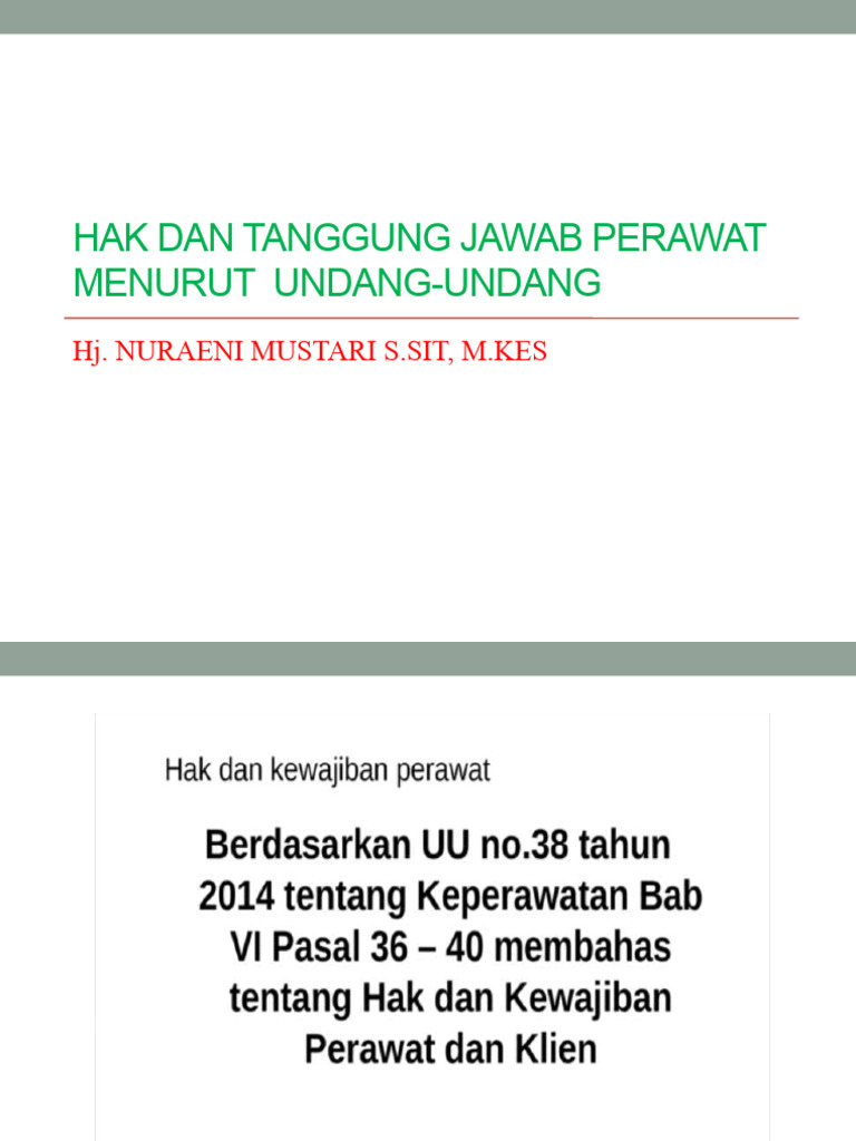 Hak Dan Tanggung Jawab Perawat Menurut Undang-Undang | PDF