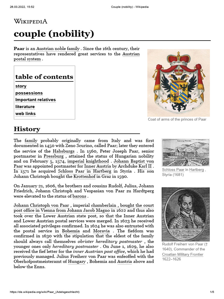 Couple (Nobility) - Wikipedia PAAR | PDF | House Of Habsburg | Holy Roman Empire