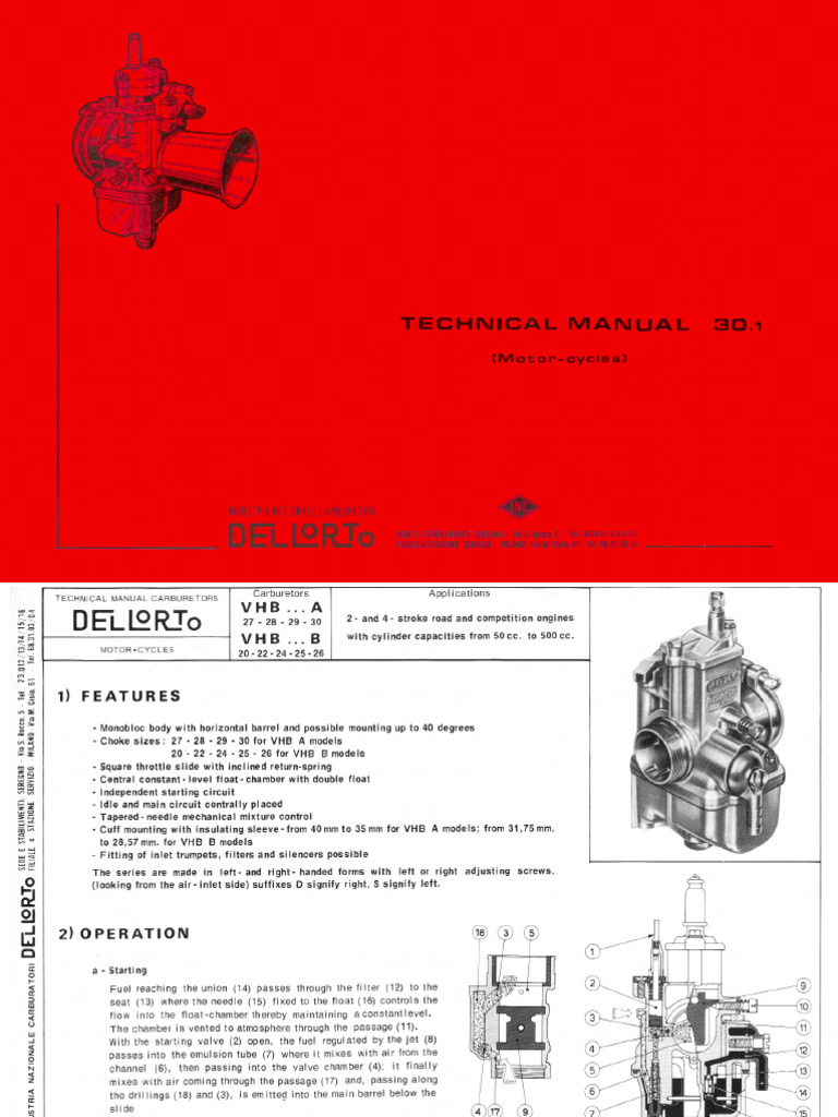 Dellorto Technical Manual 30-1 | PDF
