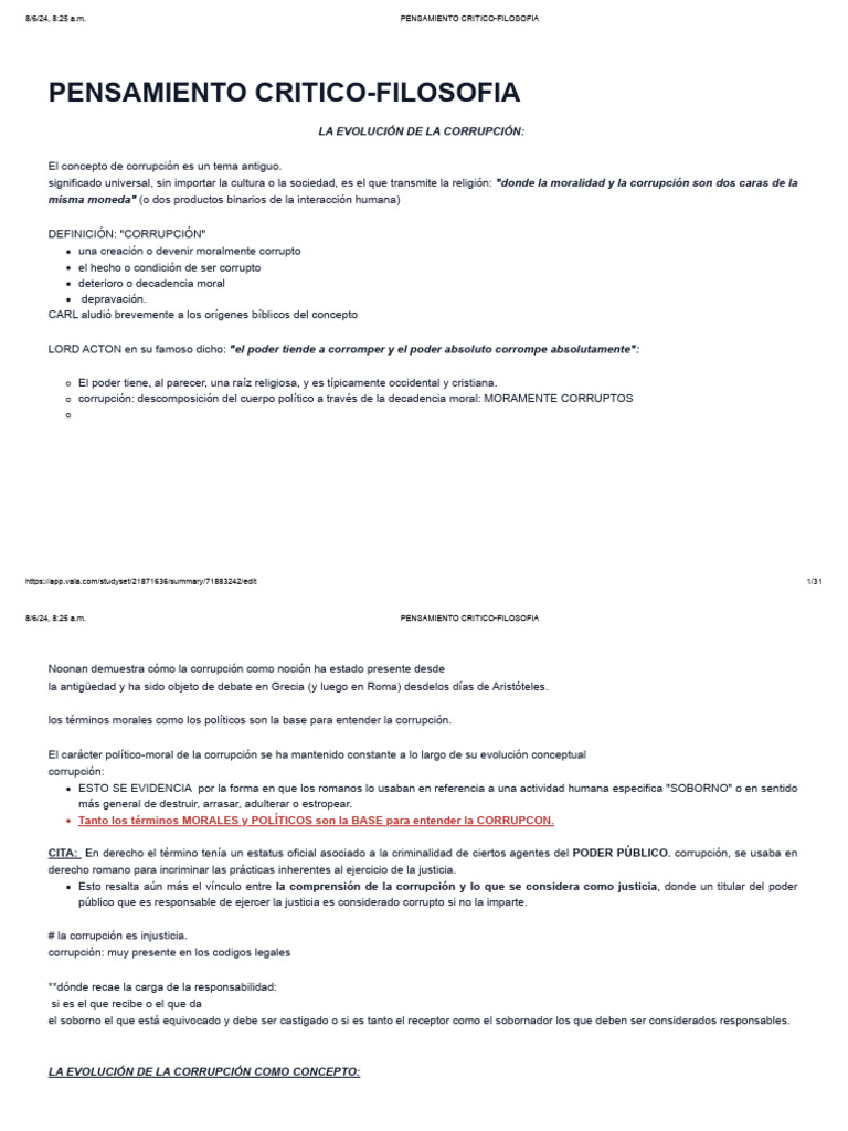 Pensamiento Critico-Filosofia | PDF | Corrupción política | Democracia