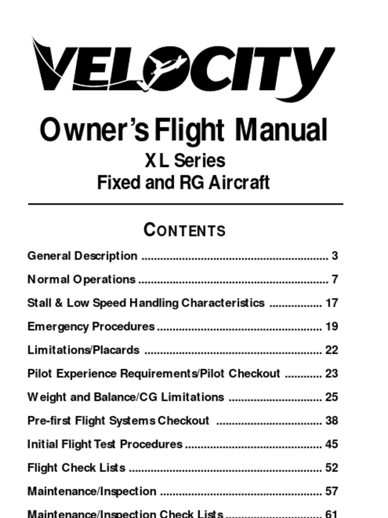 Velocity-XL-Pilots-Operating-Handbook | Download Free PDF | Landing ...