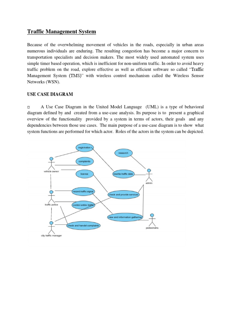 2 Traffic Management System | PDF | Use Case | System