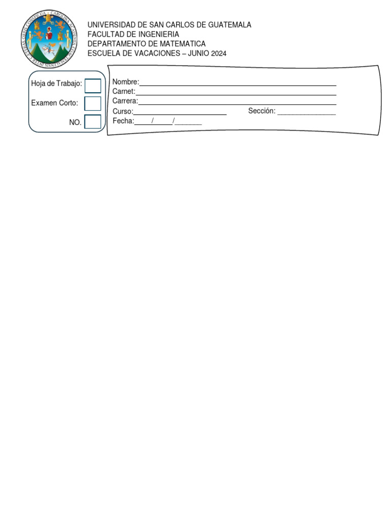 Encabezado para Hojas de Trabajo | PDF
