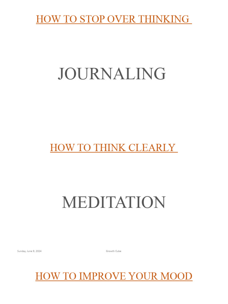 How To Stop Over Thinking | PDF