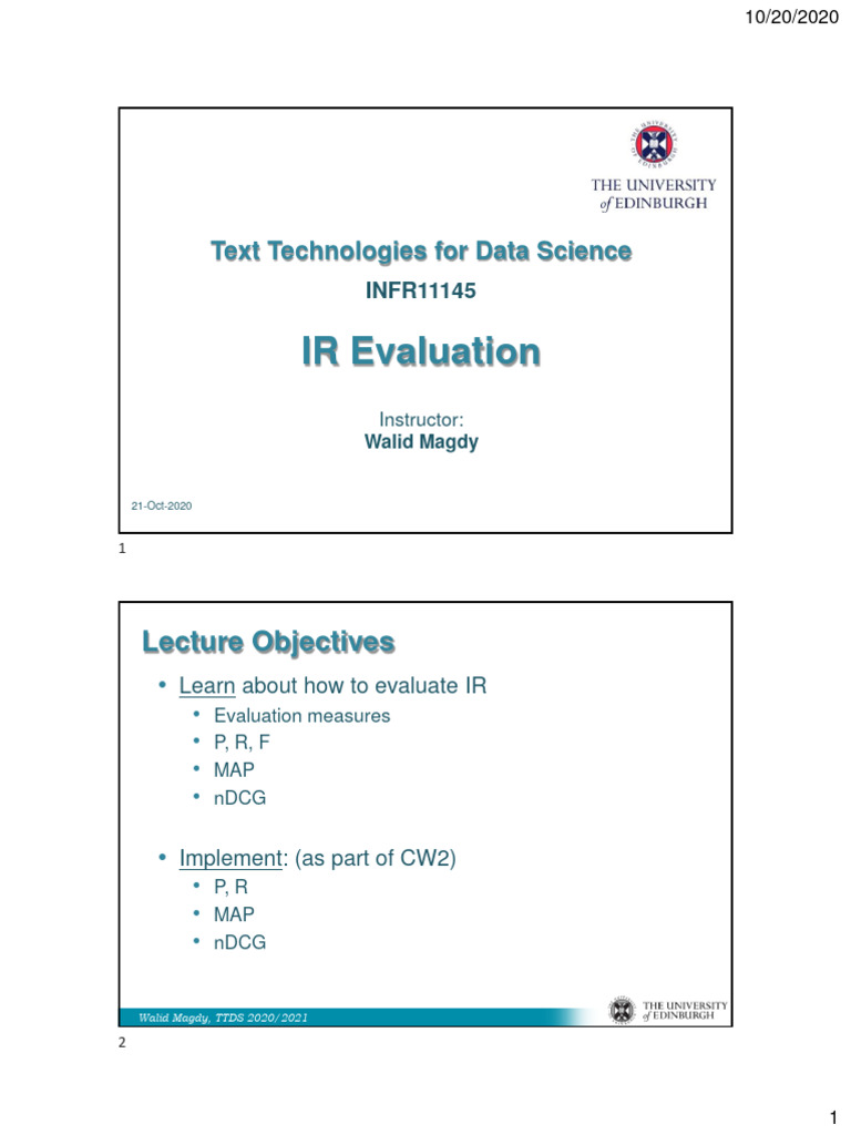 09 Evaluation | PDF | Information Retrieval | Information Science