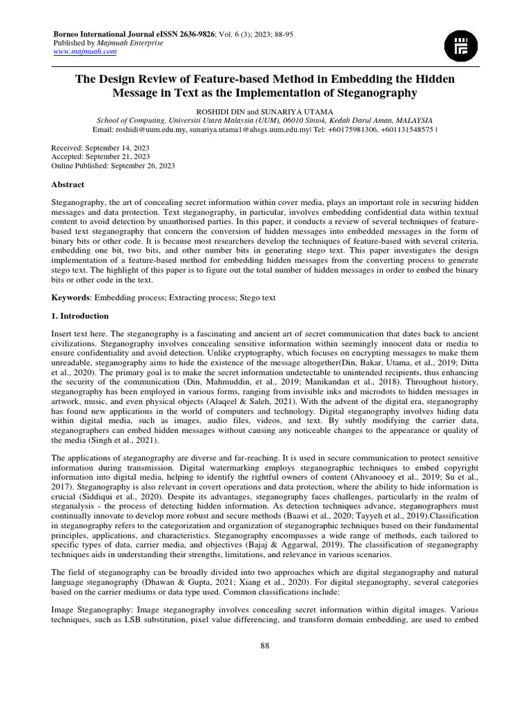 The Design Review of Feature-Based Method in Embedding The Hidden Message in Text As The ...