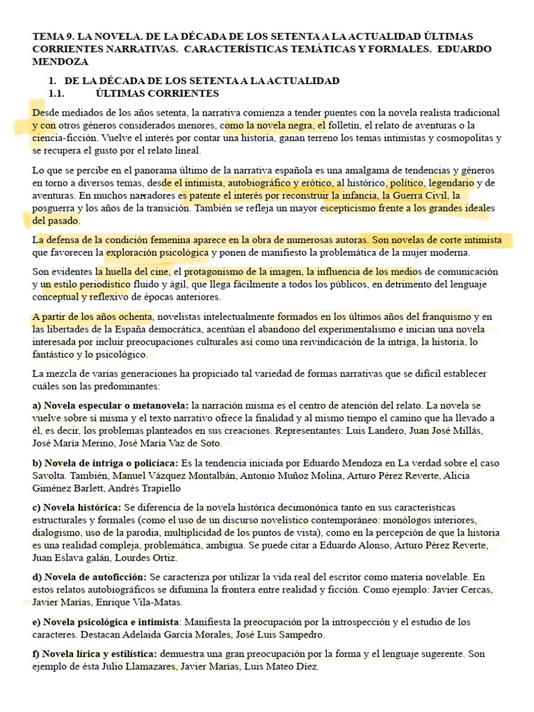 Tema 9 Literatura | PDF | Novelas