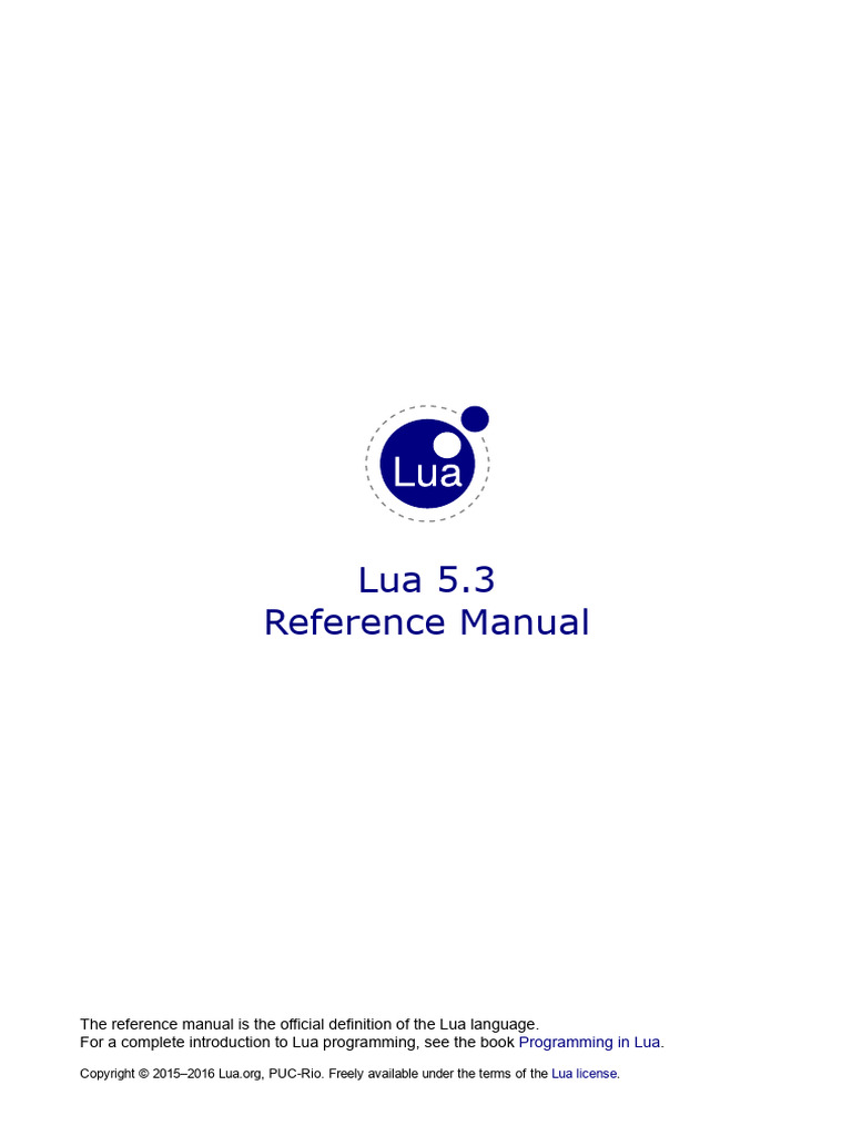 Lua 5.3 Reference Manual | PDF | Data Type | Variable (Computer Science)