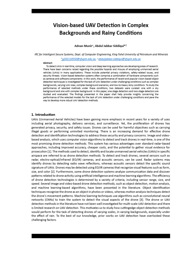 UAv Detection Complex Backgrounds and Rainy Conditions | PDF | Unmanned ...