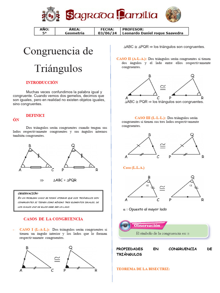 5° - Geometria - f3 - CONGRUENCIA DE TRIANGULOS | Descargar gratis PDF ...