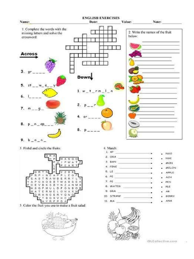 Fruits And Vegetables Pdf