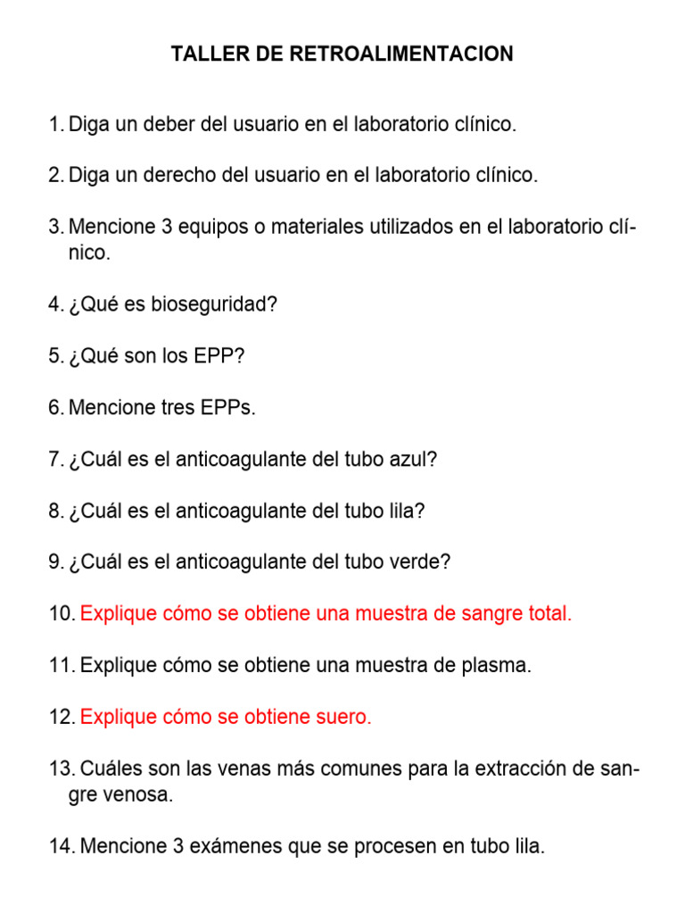 taller retroalimentacion (3) | PDF | Medicina | Medicina CLINICA