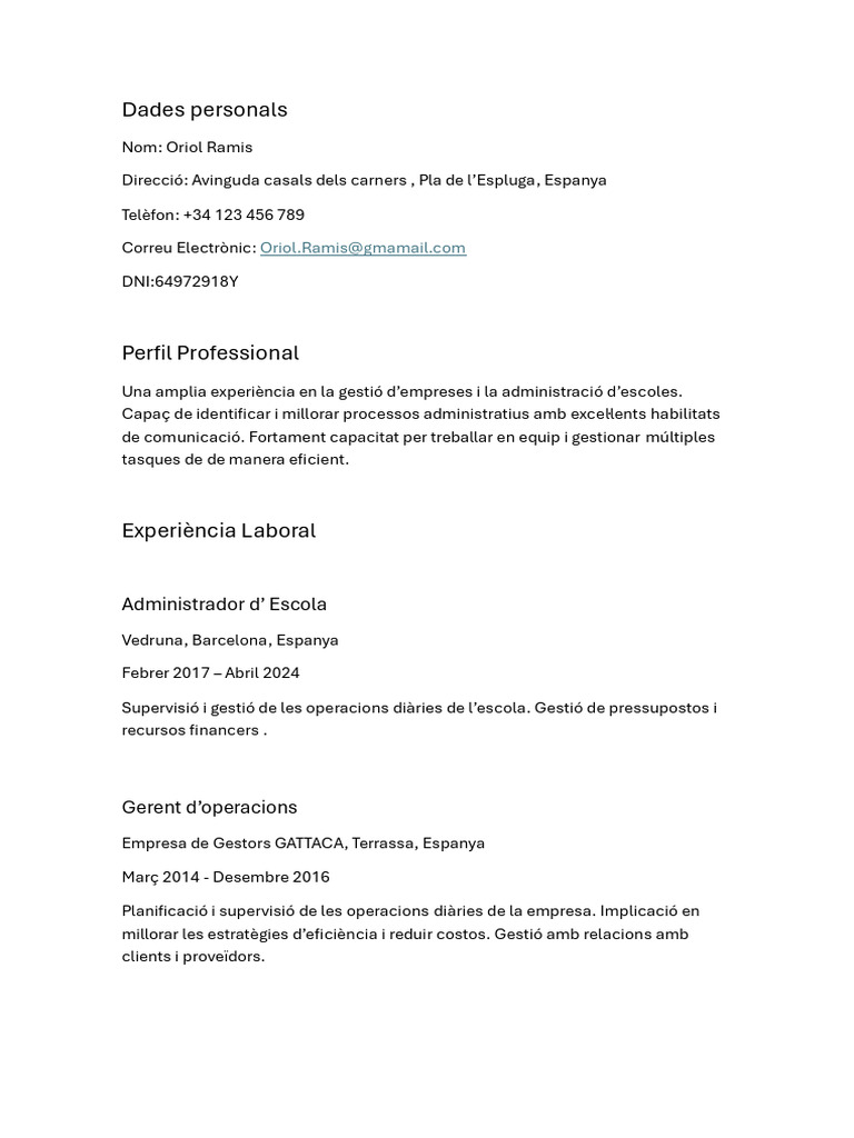 Curriculum Oriol Ramis | PDF