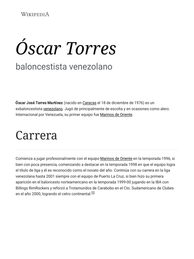 Óscar Torres - Wikipedia, La Enciclopedia Libre | PDF | Asociacion ...
