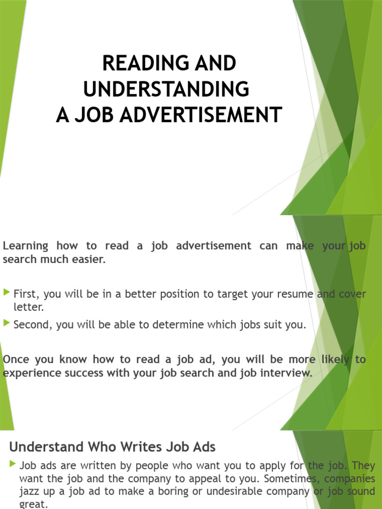 Reading and Understanding A Job Advertisement | PDF