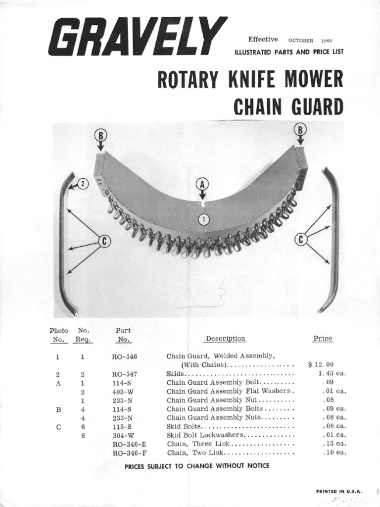 Gravely Chain - Guard - IPL - 1060 | PDF