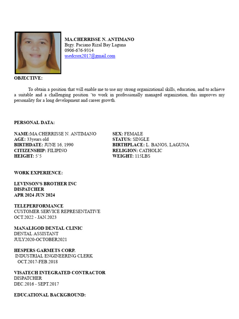 New Che Resume (1) .Docx-1 | PDF