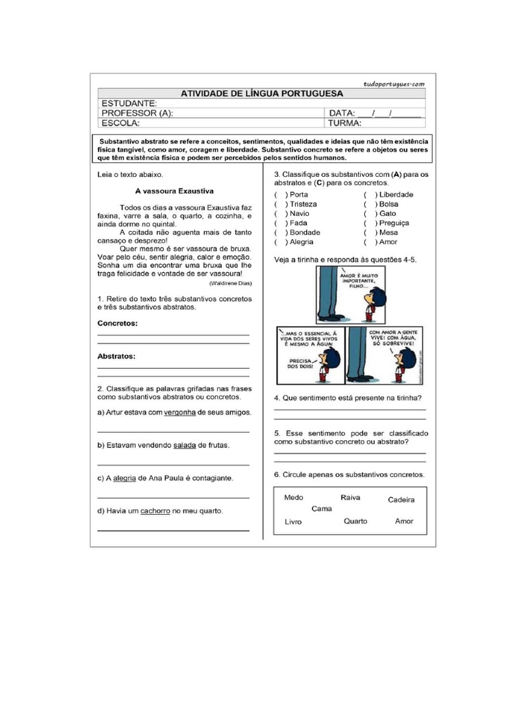 Subst. Abstrato, Singular, Aumentativo | PDF