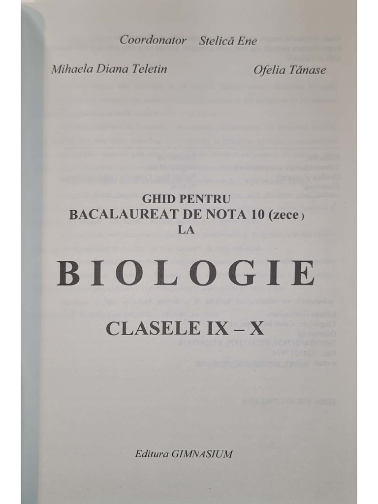 Bacalaureat Biologie 2024 Pentru Clasele Ix x Ghid Pentru Nota 10 Ene ... Bacalaureat Biologie 2024 Pentru Clasele Ix x Ghid Pentru Nota 10 Ene ...