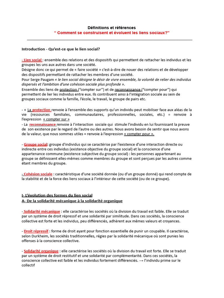 Définitions Et Références - Création Et Évolution Des Liens Sociaux ...