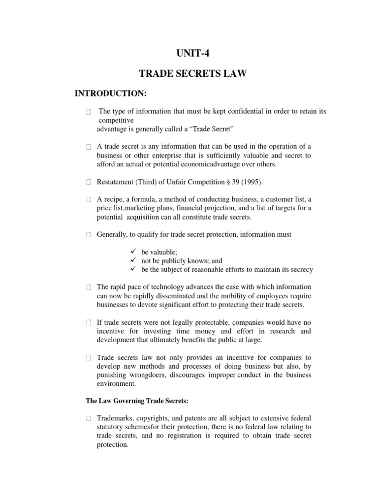 Unit-4-2 240608 135315 | PDF | Trade Secret | Lawsuit