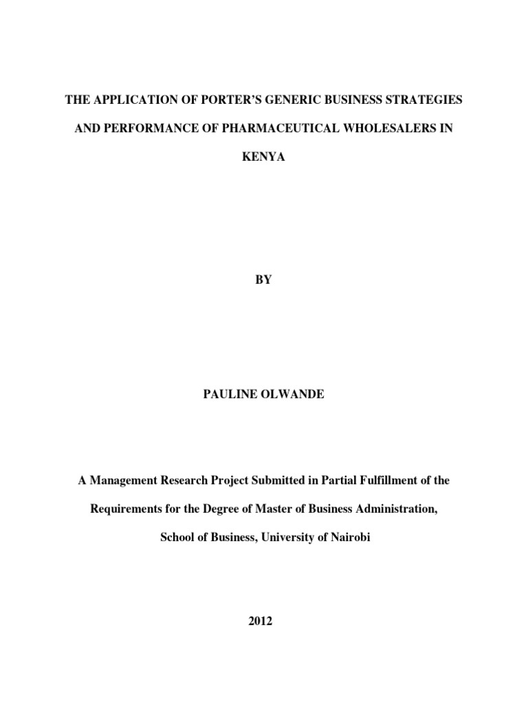 The Application of Porter's Generic Business Strategies and Performance ...