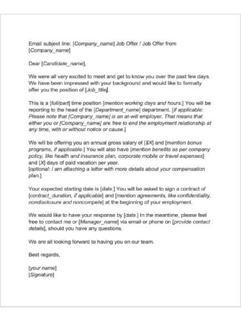 General Job Offer Letter | PDF