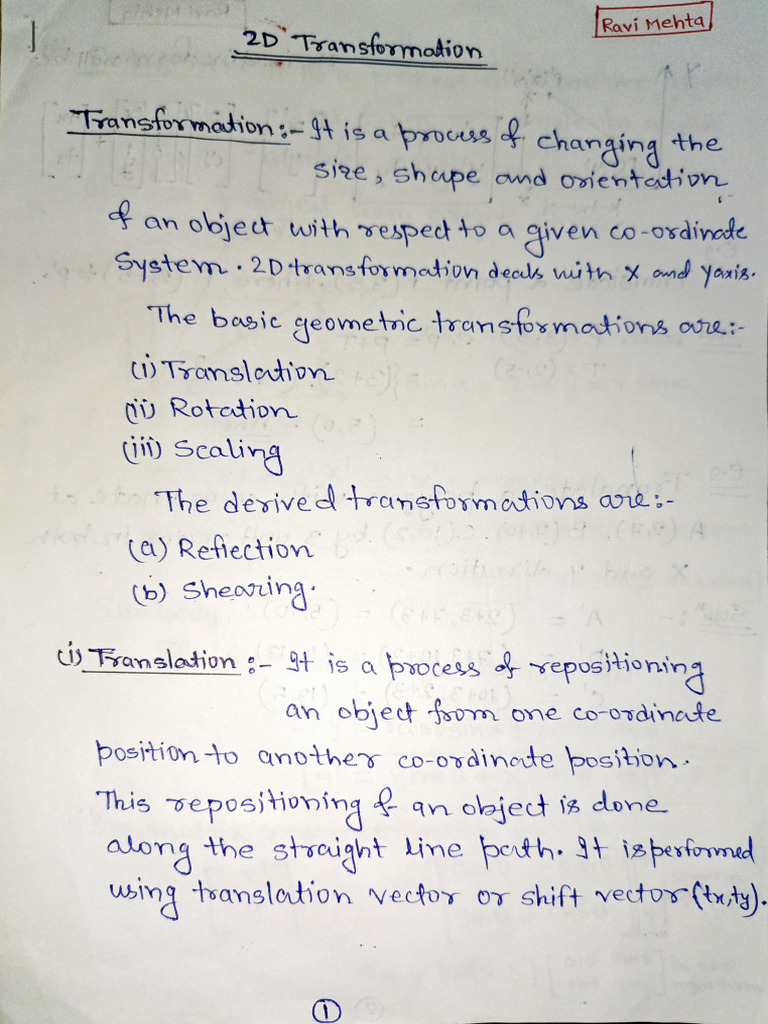 2D Transformation | PDF