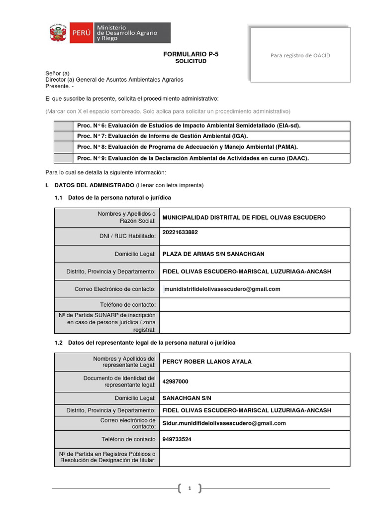 formulario_p-5 (2) (1) | Descargar gratis PDF | Documento de identidad | Gobierno