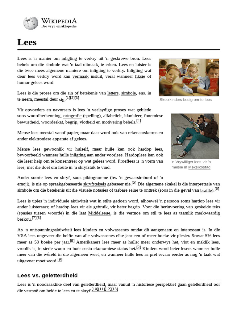 Lees Is 'N Manier Om Inligting Te Verkry Uit 'N Geskrewe Bron. Lees | PDF