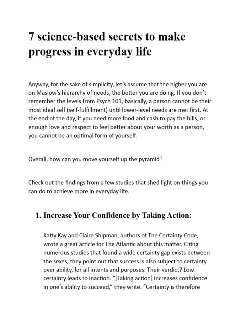 7 Science-Based Secrets To Make Progress in Everyday Life | PDF ...