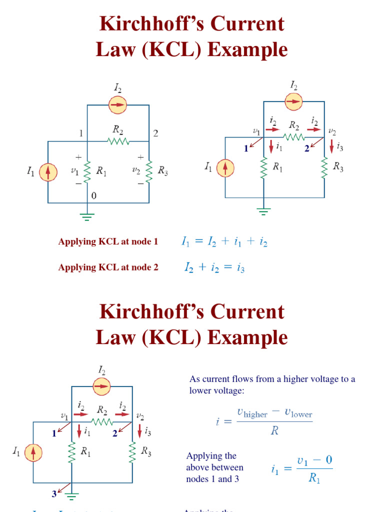 Kirchhoff's Current Law (KCL) Example: Applying KCL at Node 1 | PDF | Computer Engineering ...