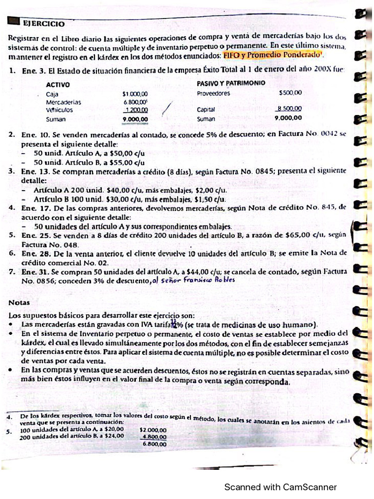 Libro Diario Kardex Metodos Promedio PEPS EJ CLASE | PDF