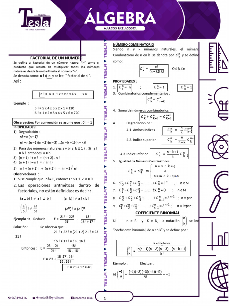 Factorial y Combinatoria: Definiciones y Ejemplos | PDF | Matemática ...