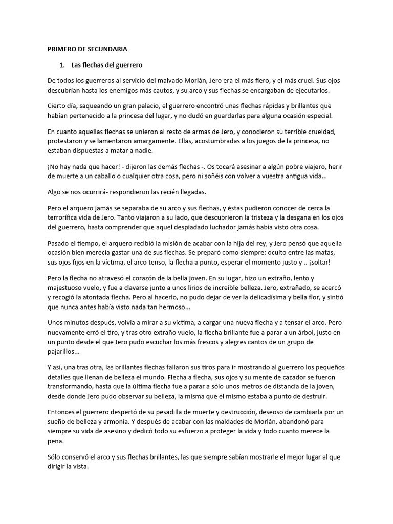 LECTURAS PRIMERO DE SECUNDARIA | PDF