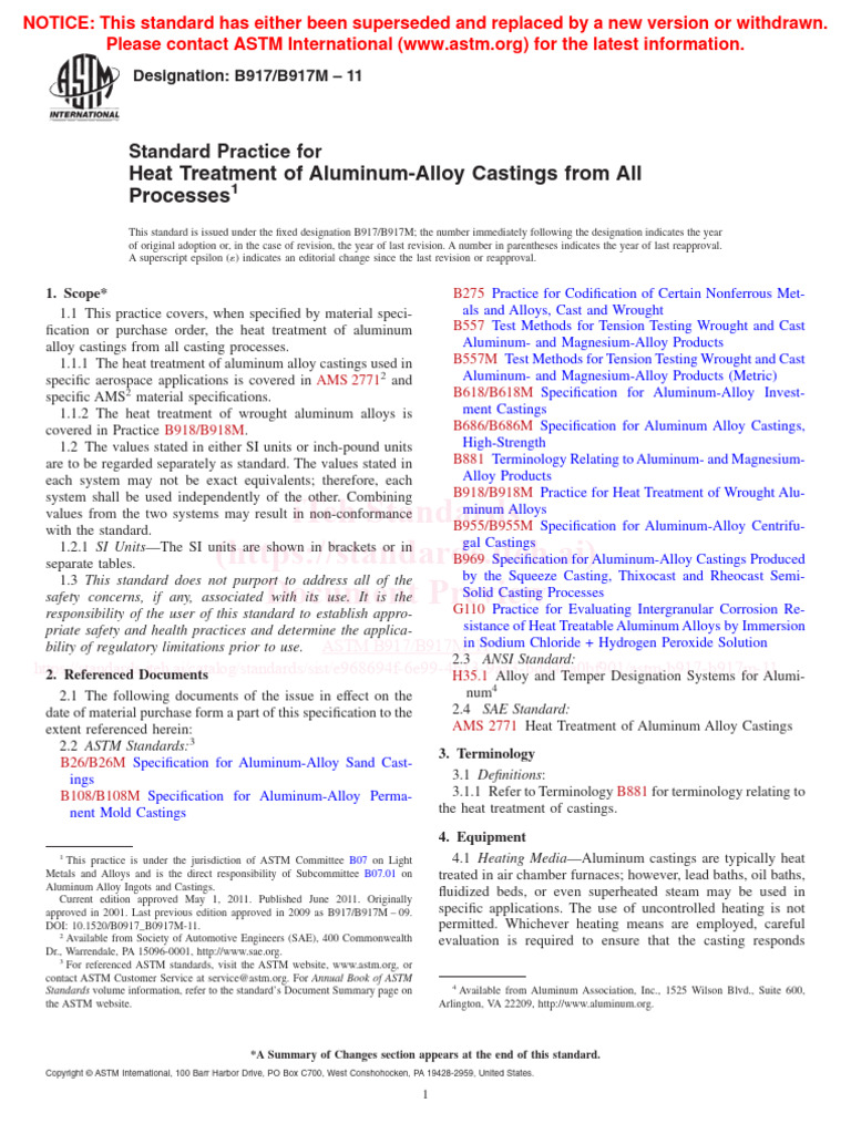 Astm B917 B917M 11 | PDF | Heat Treating | Thermocouple