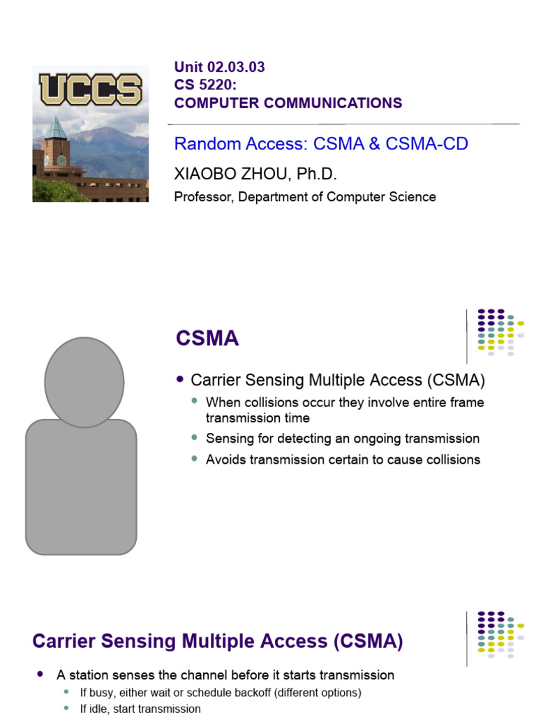 Random Access: CSMA & CSMA-CD: Unit 02.03.03 CS 5220: Computer Communications | PDF ...
