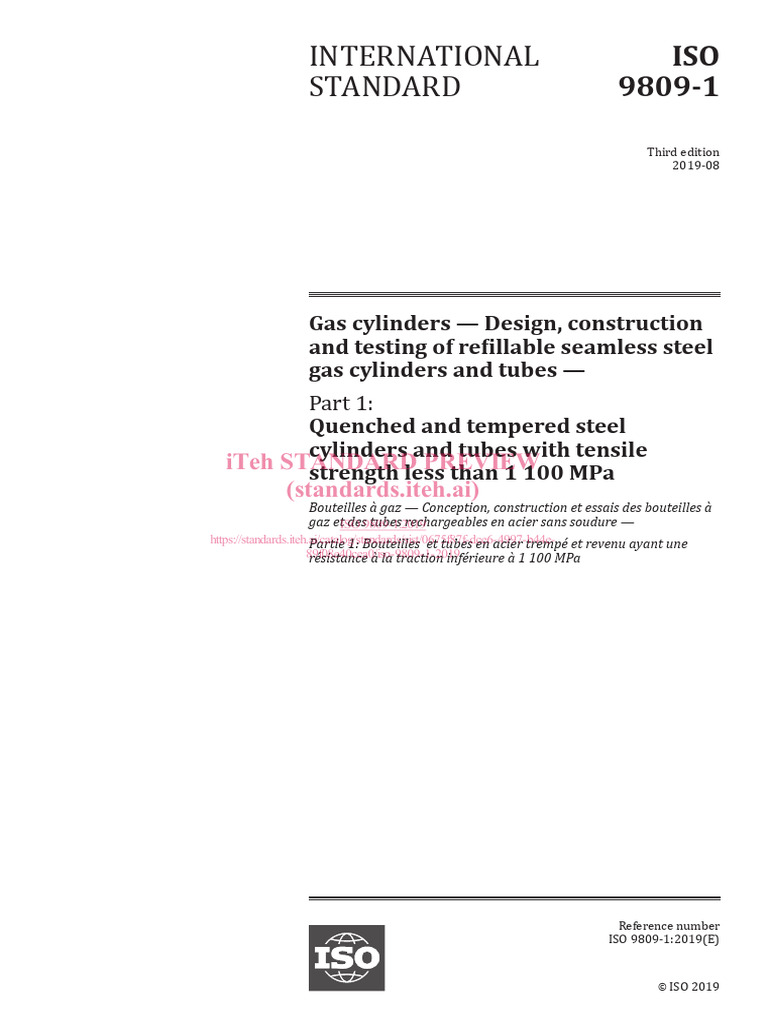 ISO-9809-1-2019 | PDF | Steel | Strength Of Materials