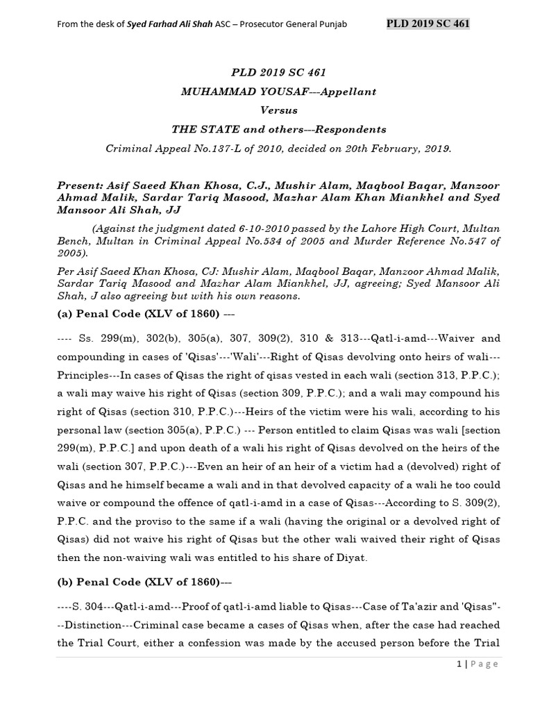 PLD 2019 SC 461 | PDF | Inheritance | Crimes