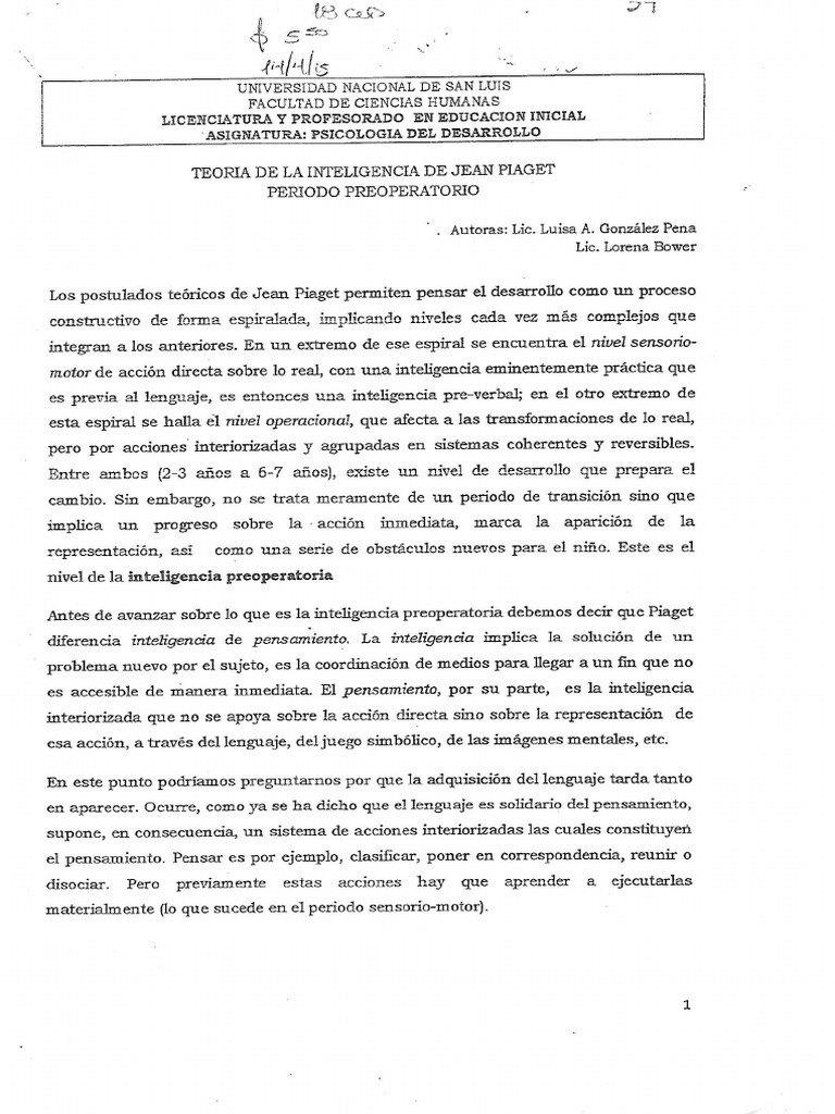 Periodo Pre Operatorio-1 | PDF