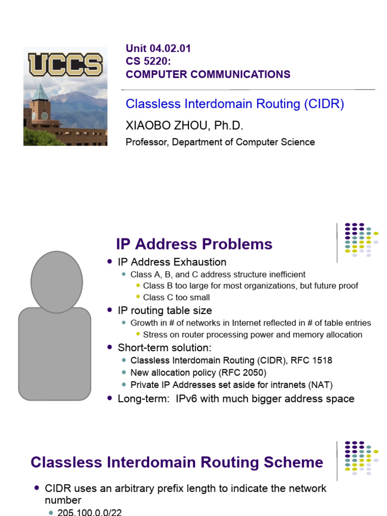 Classless Interdomain Routing (CIDR) : Unit 04.02.01 CS 5220: Computer Communications | PDF | Ip ...