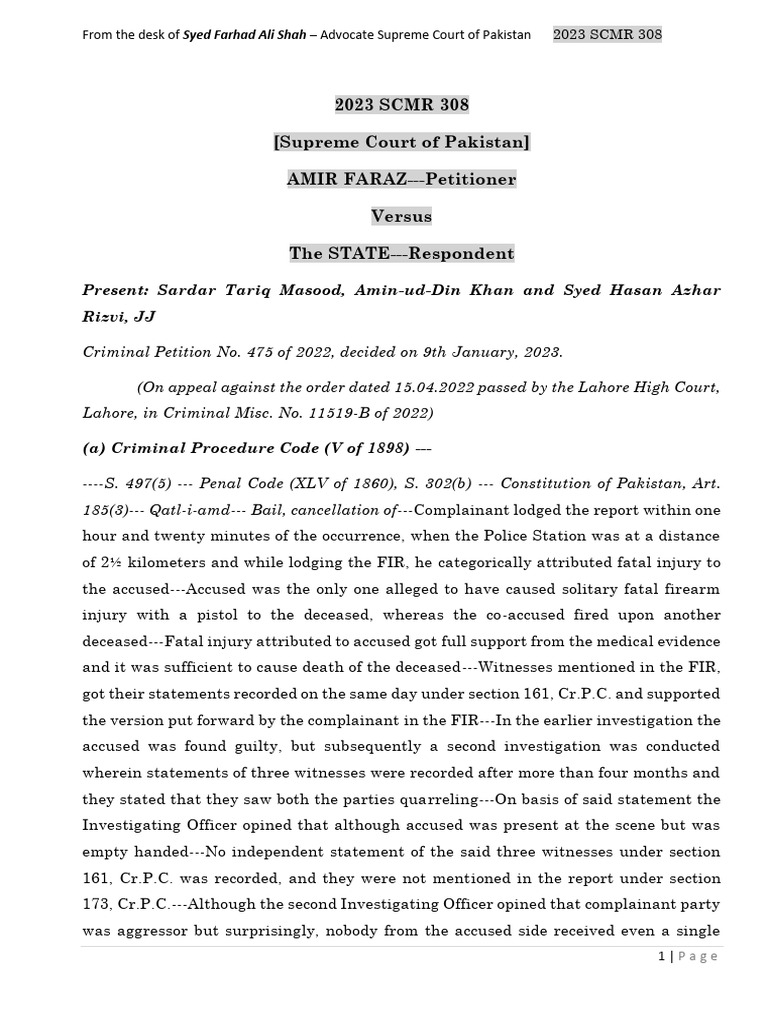 2023 SCMR 308 | PDF | Bail | Crimes 2023 SCMR 308 | PDF | Bail | Crimes