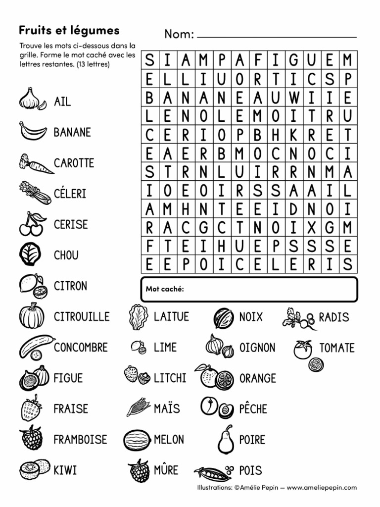 Mot Mystere Fruits Legumes Maj | PDF
