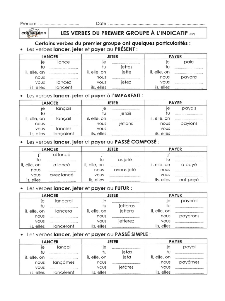 Verbes 1er Groupe Present | PDF